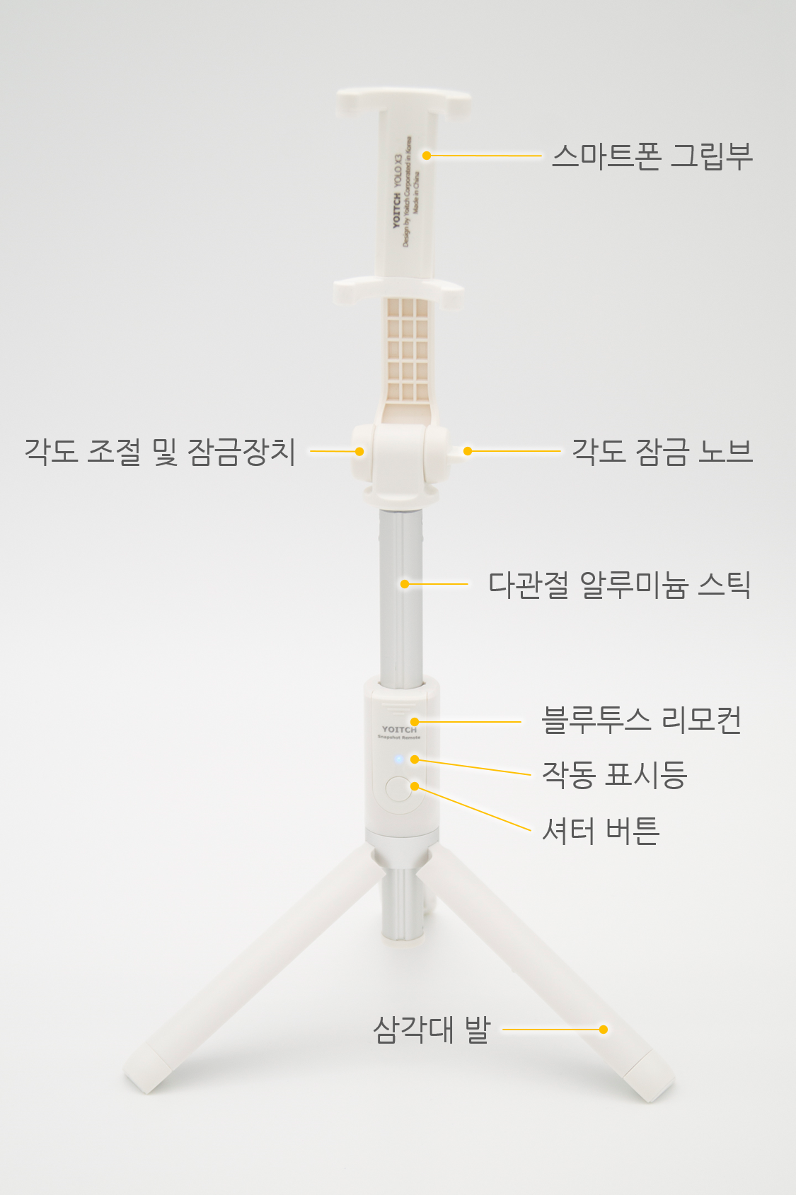 요이치 욜로 3세대 삼각대 블루투스 셀카봉 WT700, 안정적 그립력과 뛰어난 품질이 돋보 - 에누리 쇼핑지식 리뷰