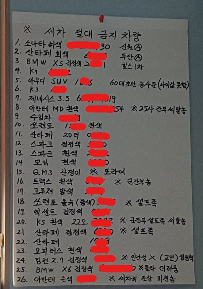 어느 세차장의 세차 절대 금지 차량들 - 에누리 쇼핑지식 자유게시판