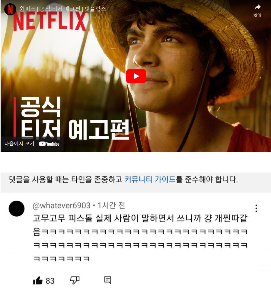 넷플릭스 원피스 실사화 반응 - 에누리 쇼핑지식 자유게시판