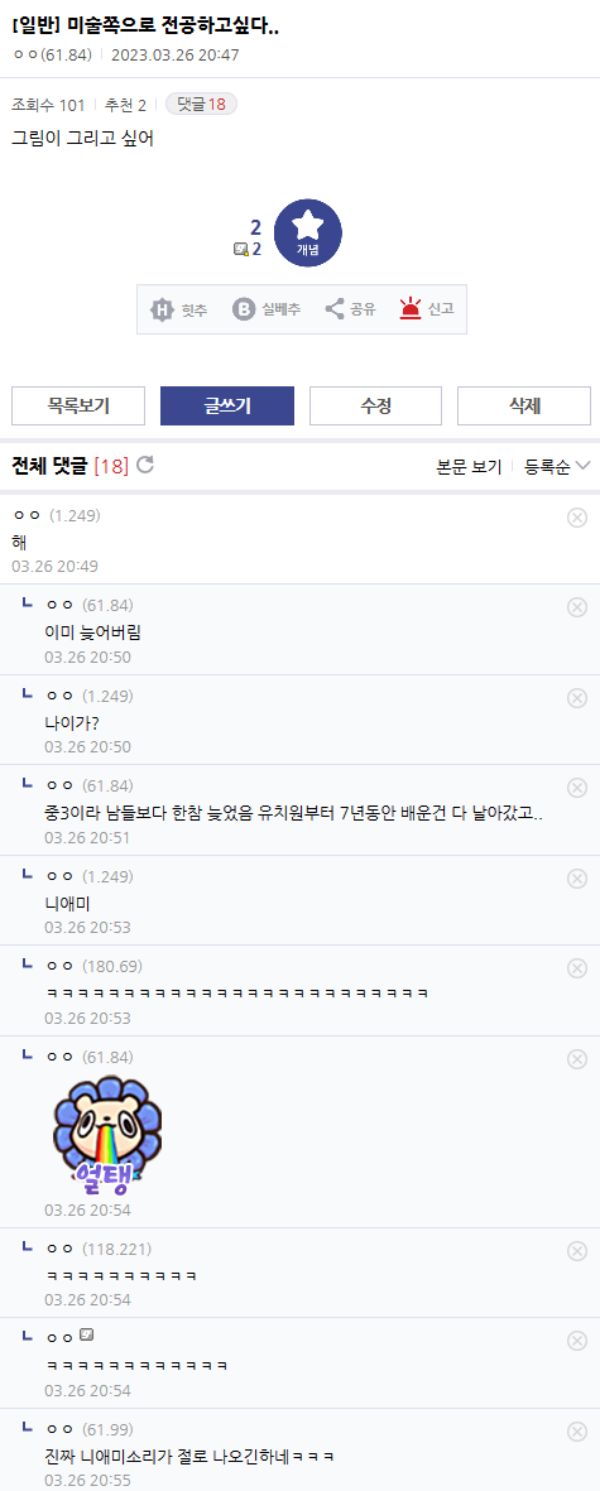 미술쪽으로 전공하기에 늦어버린 디시인 - 에누리 쇼핑지식 자유게시판