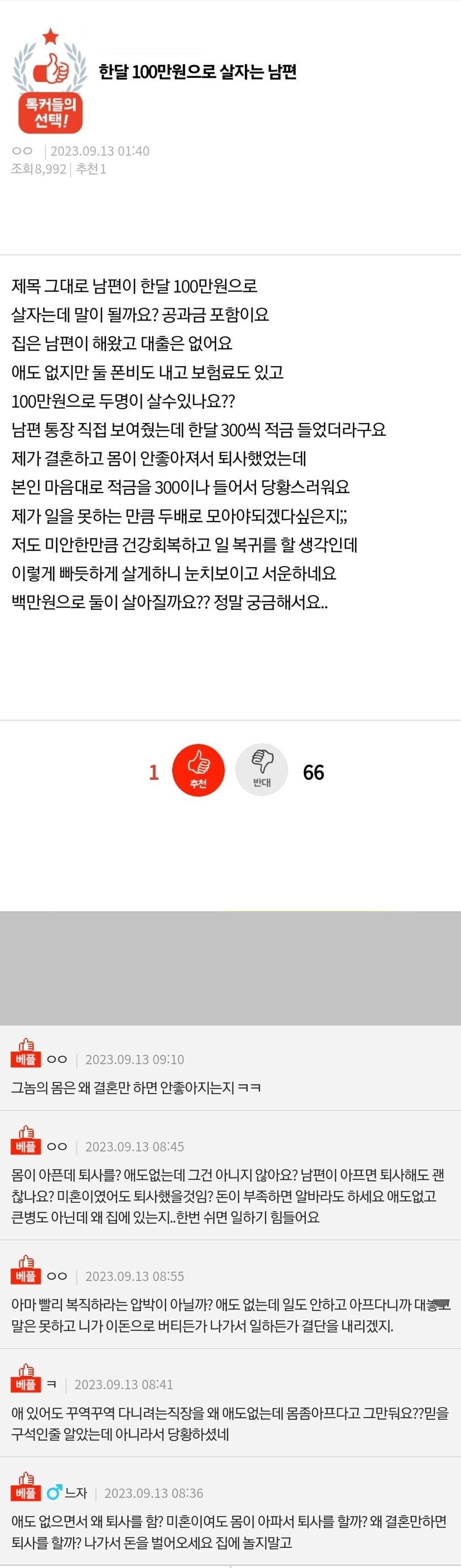 한달 100만원으로 살자는 남편 - 에누리 쇼핑지식 자유게시판
